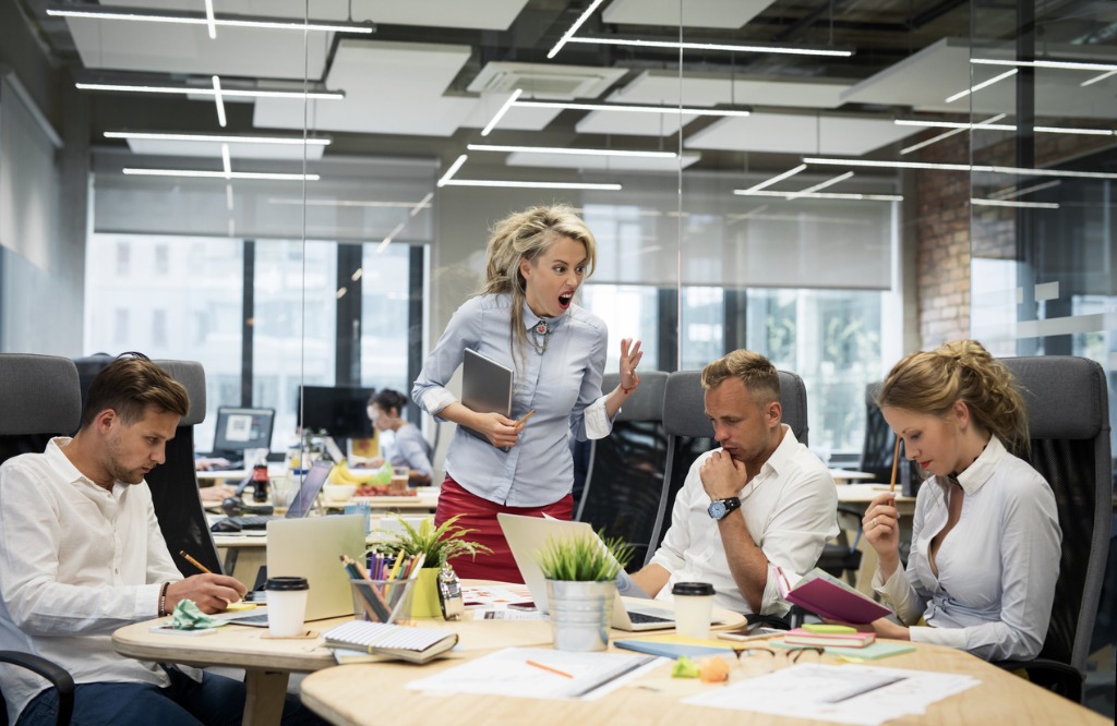 angry-boss-yelling-at-her-coworkers-picture-id882193520 | Studer Education